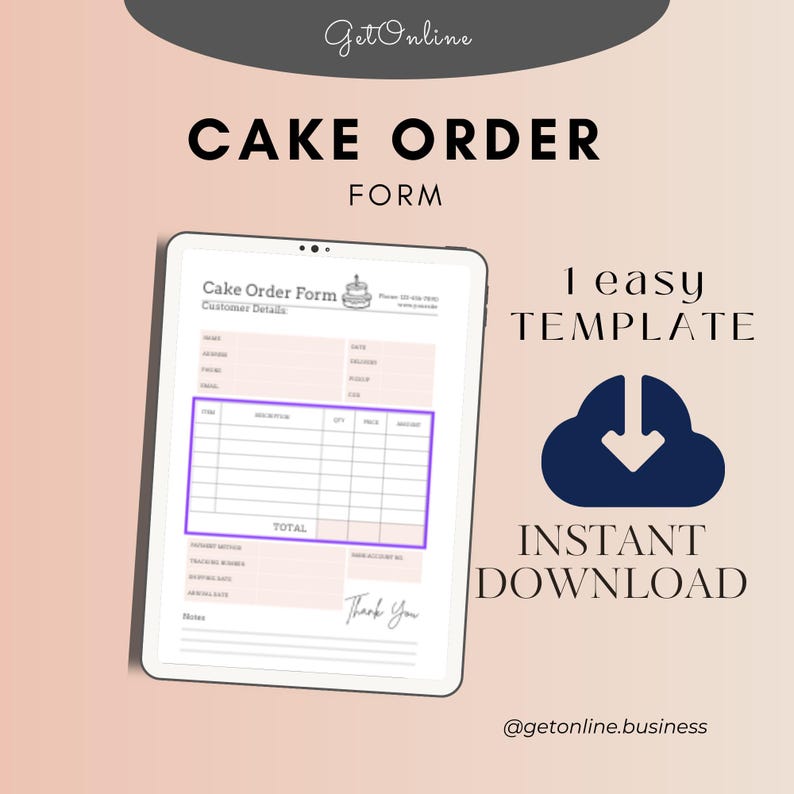 Cake Order Form Template Customizable and Printable: Easily Editable ...