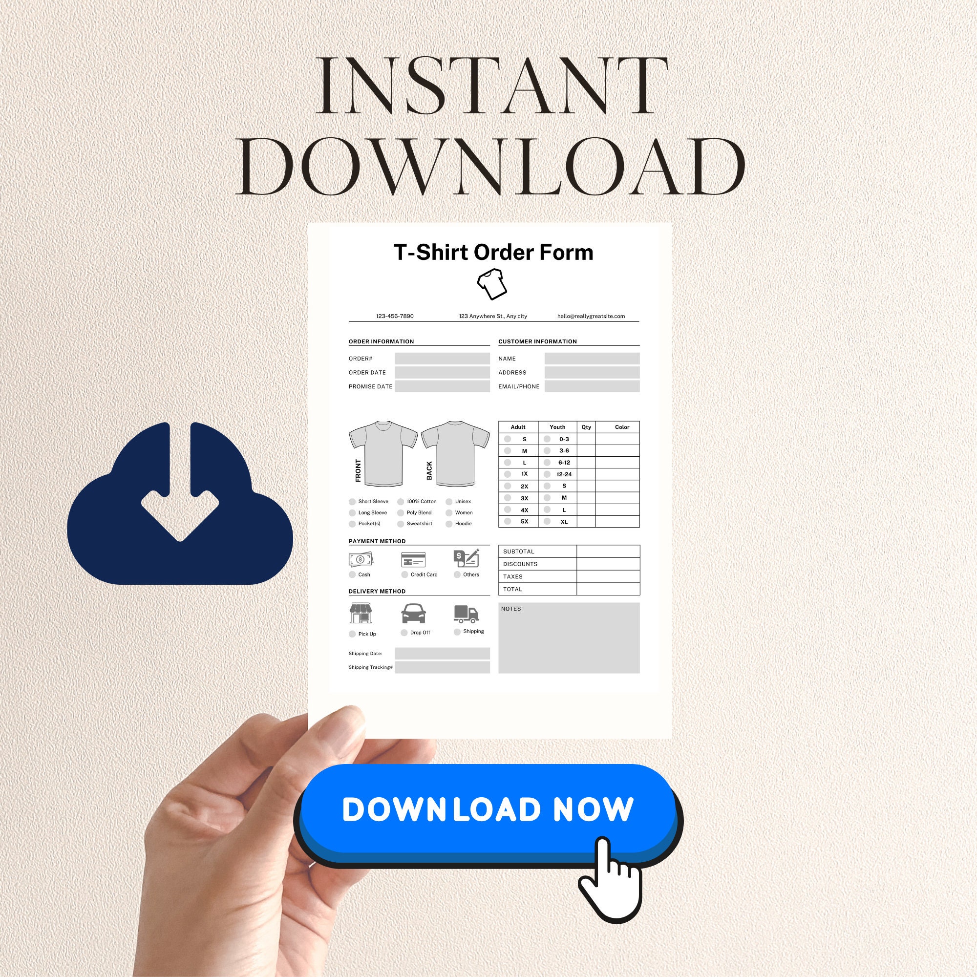 Customizable and Printable T-shirt Order Form Template: Easily Editable ...