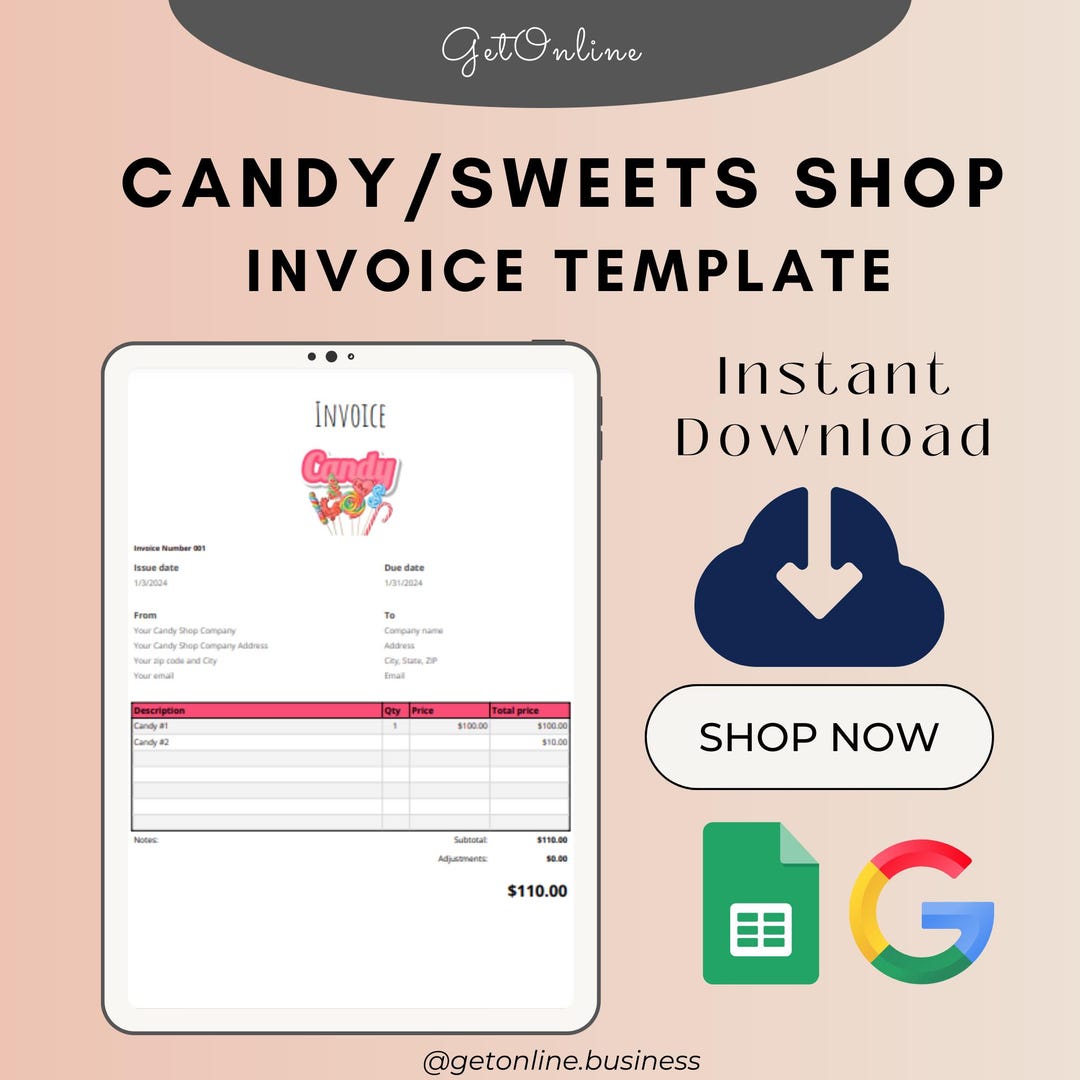 Editable XLS Sweets Shop Invoice Template - Candy Shop Invoice Template ...