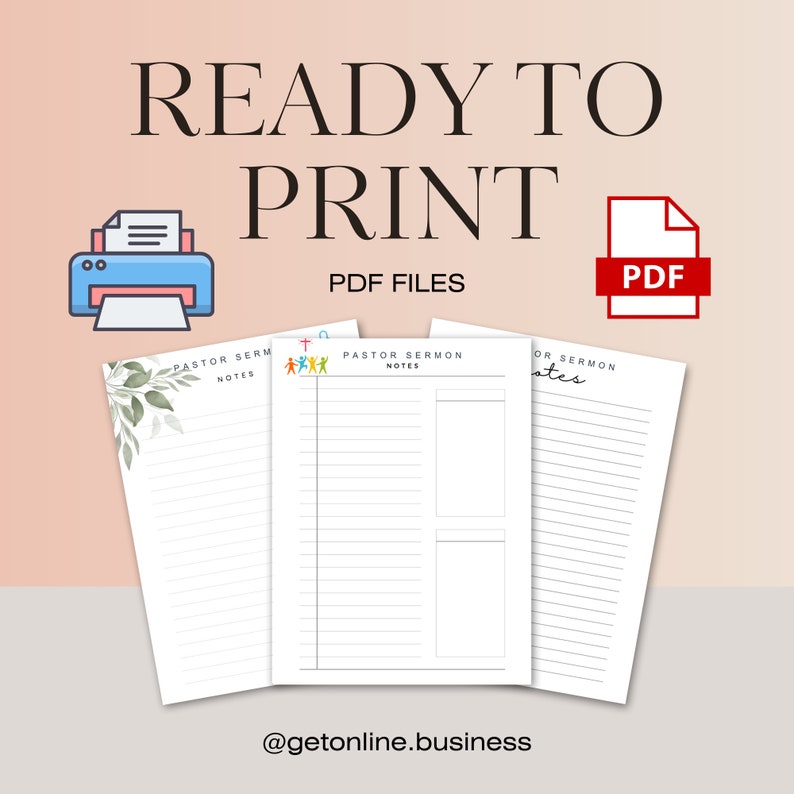 Pastor Sermon Notes - Journal Sermon Notes Template PRINTABLE PDF A4 ...