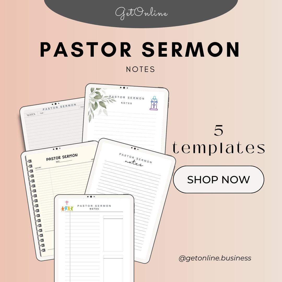Pastor Sermon Notes - Journal Sermon Notes Template PRINTABLE PDF A4 ...