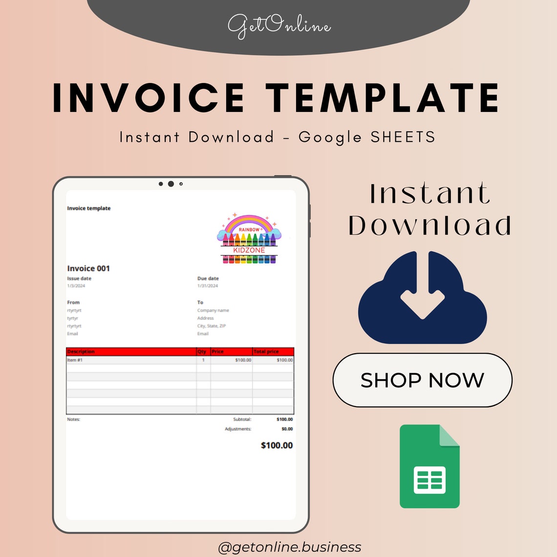 Editable XLS Childcare Invoice Template - Daycare Invoice - Instant ...