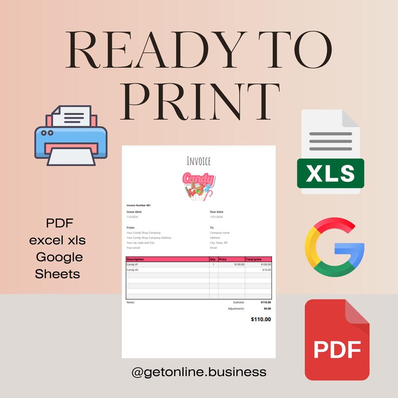 Editable XLS Sweets Shop Invoice Template - Candy Shop Invoice Template ...