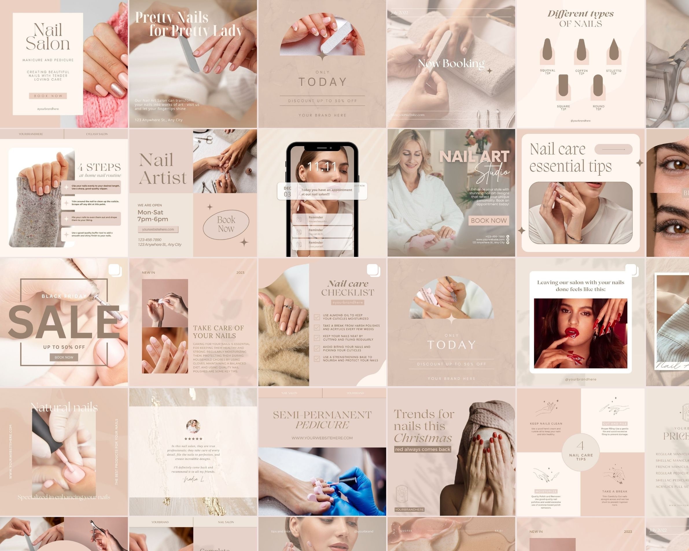 100 Nail Salon Instagram Templates Nail Art Instagram Canva Nail Care ...
