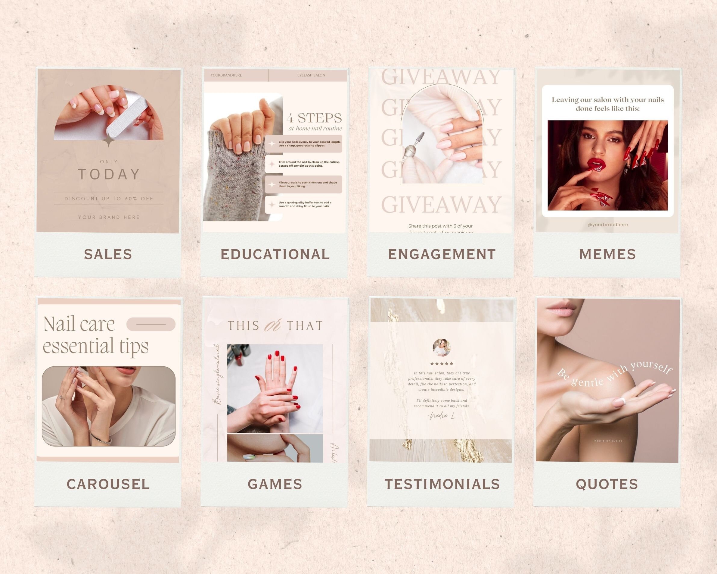 100 Nail Salon Instagram Templates Nail Art Instagram Canva Nail Care ...