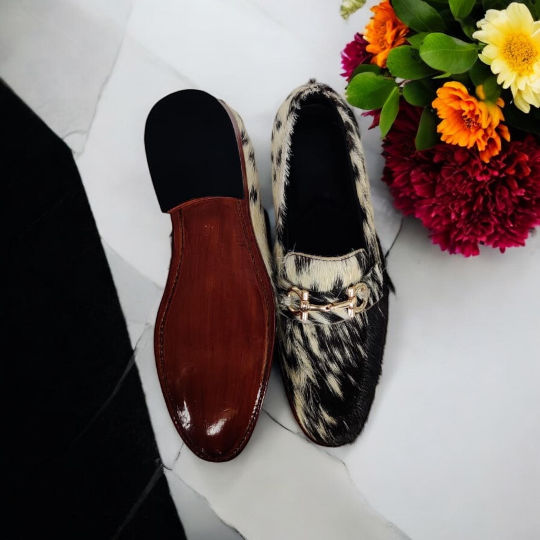 Luxury Handmade Leather Double Sole Shoes, Goat Hair on , Custom ...