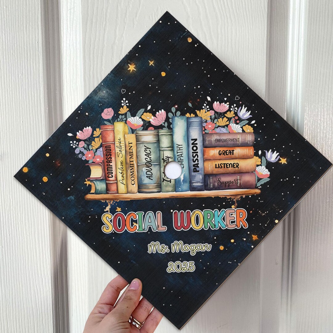 Personalized Grad Cap Topper for Women, Custom Social Worker Graduation ...