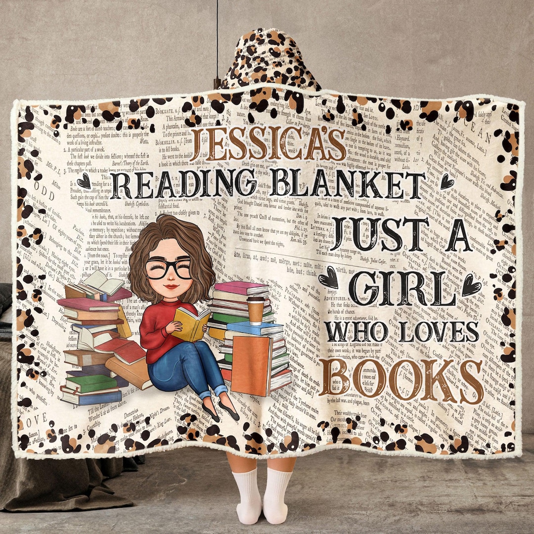 Personalized Reading Book Wearable Hooded Blanket, My Reading Blanket ...