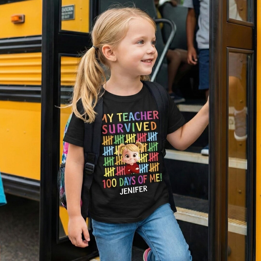 Personalized Kid 100 Days of School Shirt, 100th Day of School Boy Girl ...