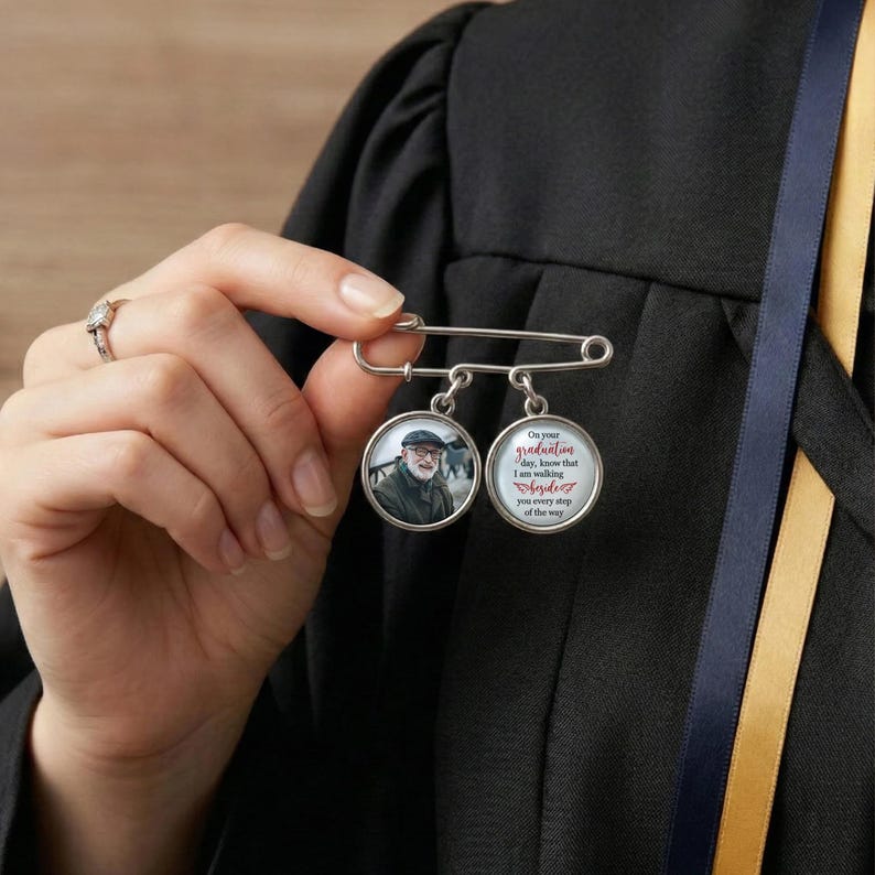 Personalized Graduation Lapel Pin With Photo Charm, Walking Beside You ...