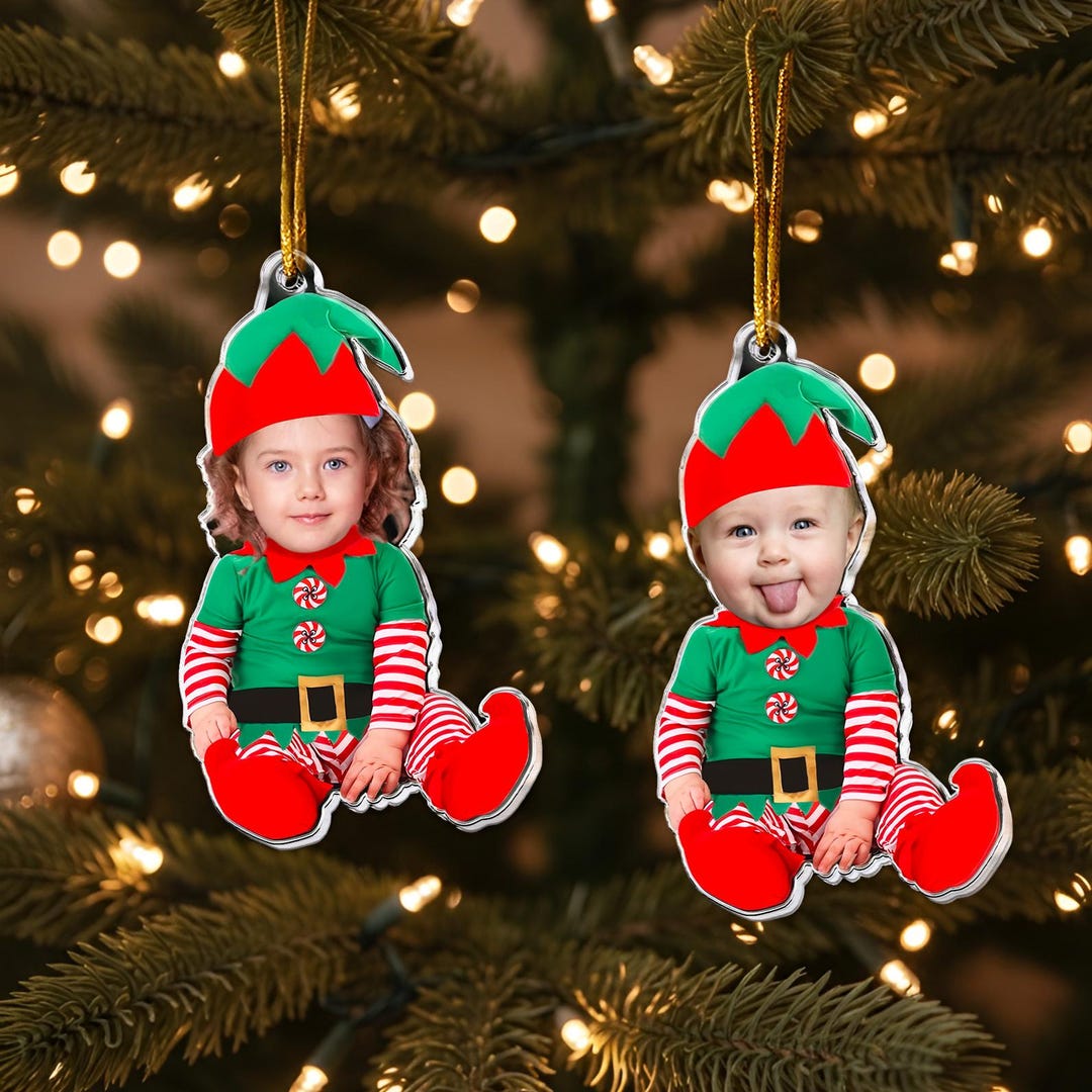 Adorable Newborn Baby Elf, Personalized Babys Photo First Christmas ...