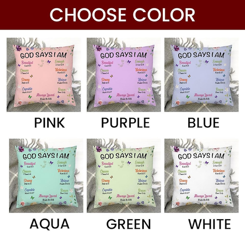 God Says I Am - Personalized Pillow, Custom Birth Flower, Affirmations ...