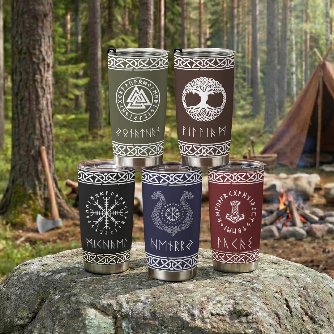 Norse Mythology Tumbler, Name in Viking Runes Personalized Tumbler Cup ...