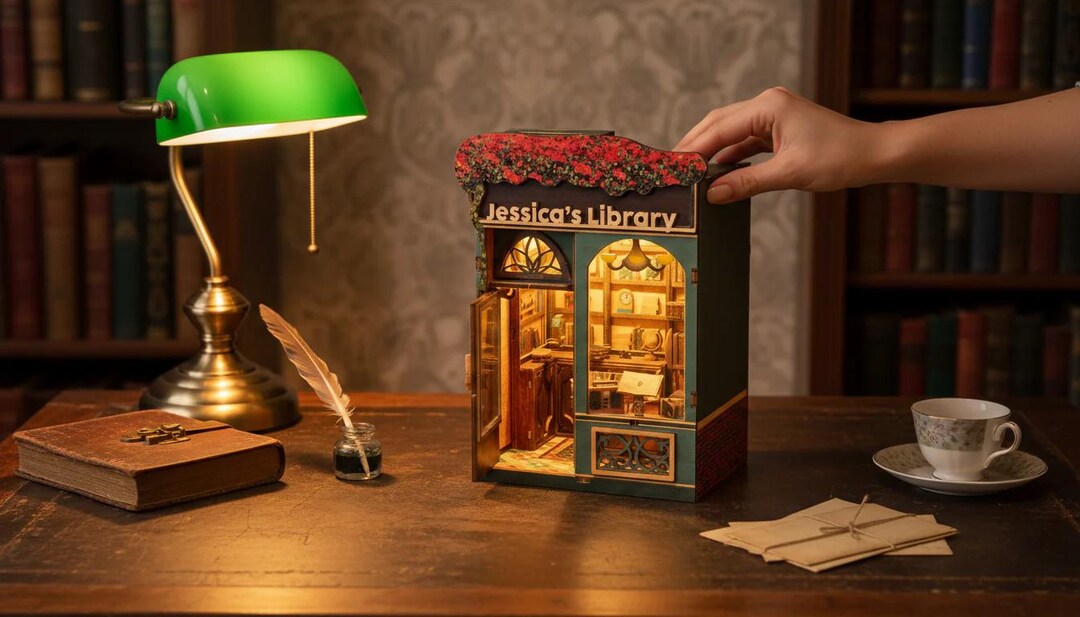 Personalized DIY Book Nook Kit, My Library & Old Bookstore, Wooden ...
