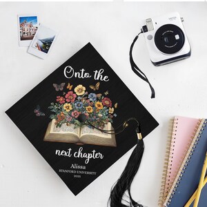Custom Graduation Cap Topper, Hand-illustrated Florals, Hand-lettering ...