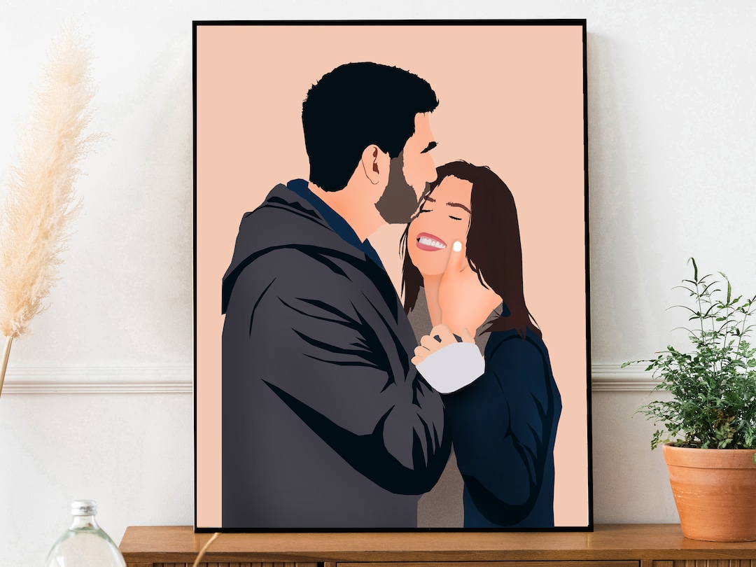 Printable Minimal Faceless Portrait, Couple Painting From Photo ...