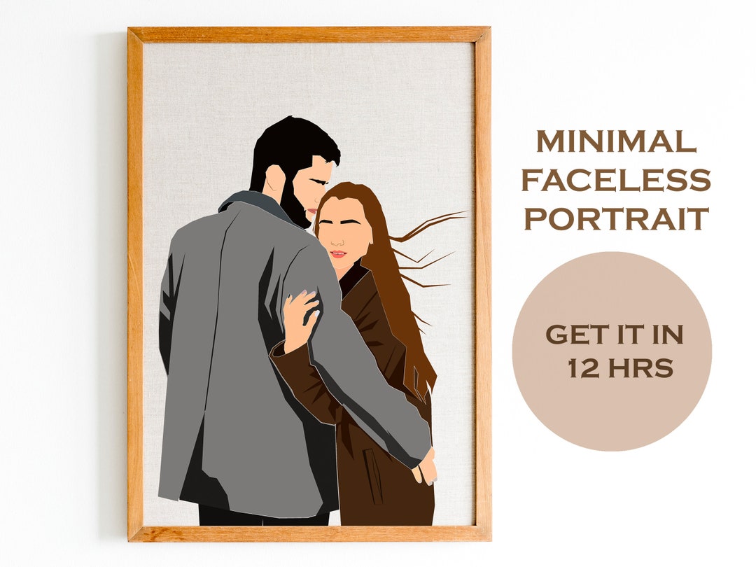 Faceless Couple Portrait From Photo, Personalized Artwork Gift for ...
