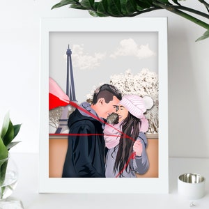 Custom Portrait Couple Portrait Valentines Day Gift - Etsy