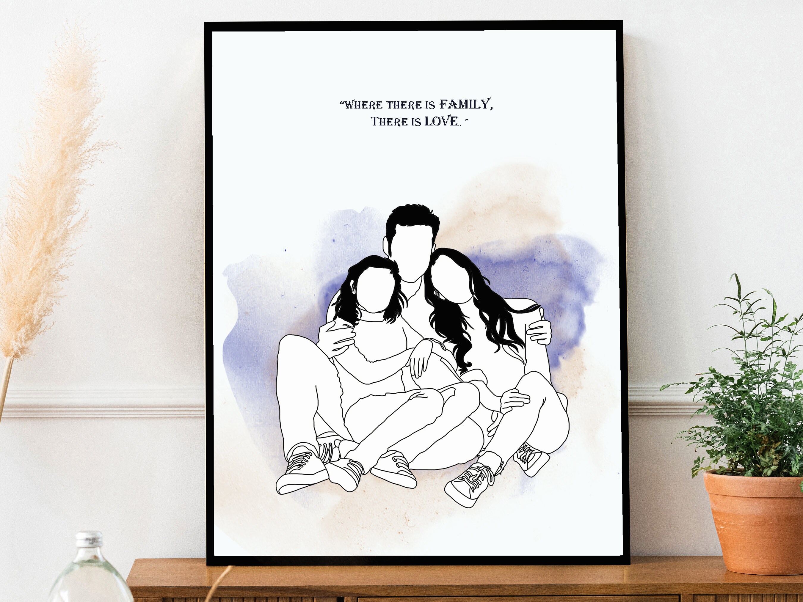Custom Family Line Art Portrait From Photo Christmas Gift for - Etsy
