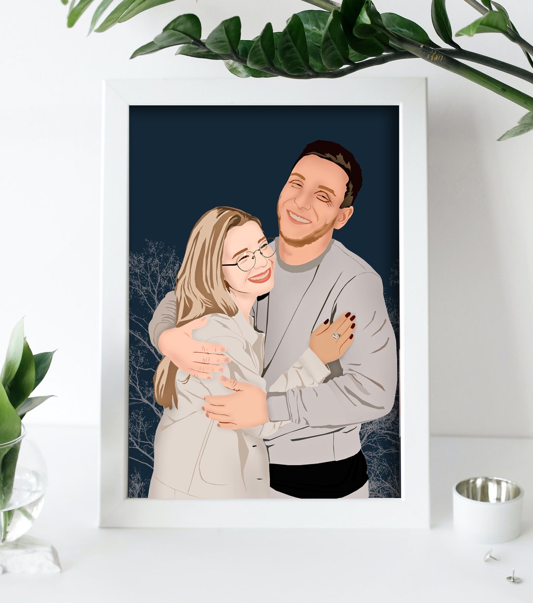 Custom Portrait Couple Portrait Valentines Day Gift - Etsy