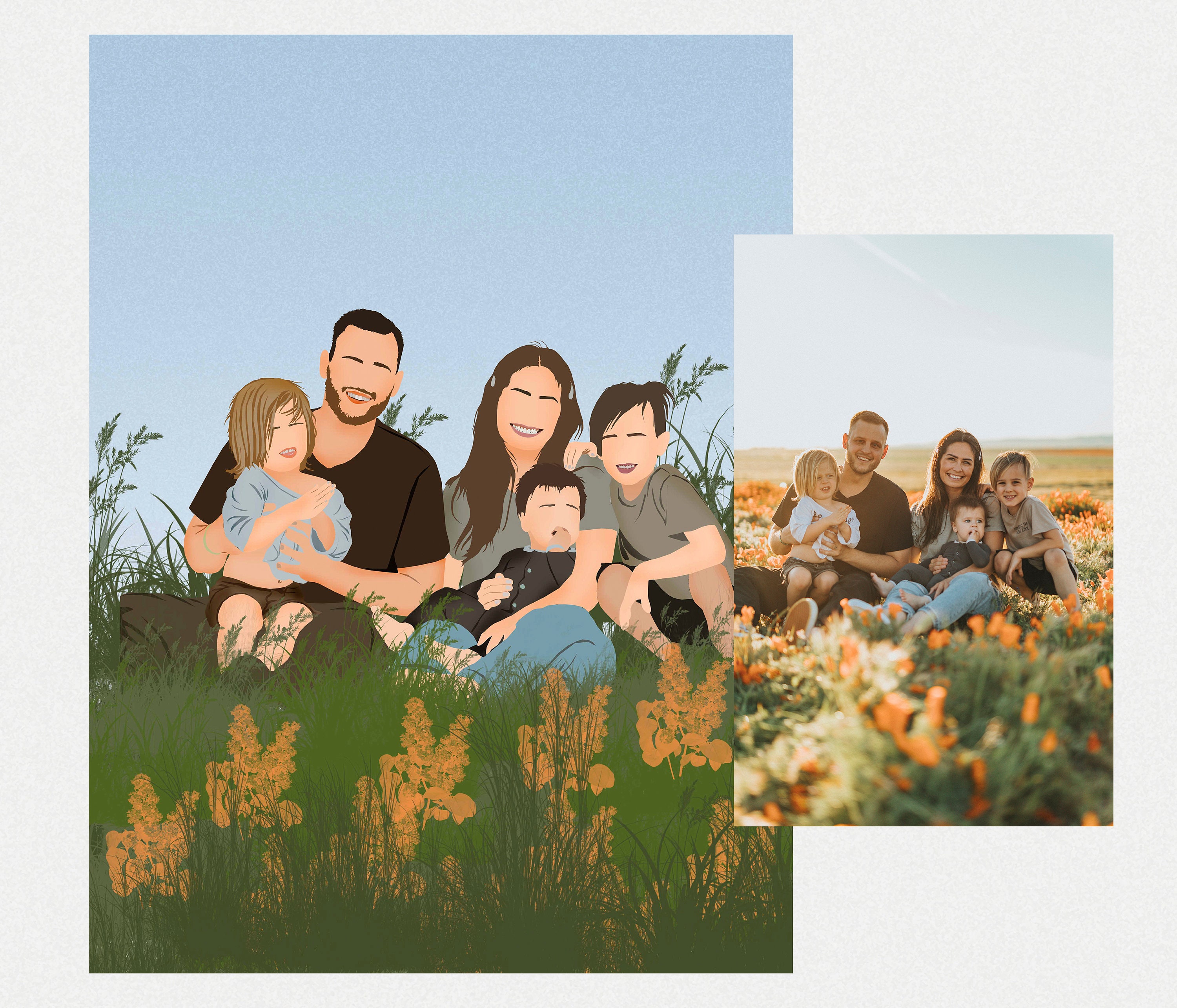 Printable Faceless Family Photo Illustration,faceless Drawing, Gift for ...