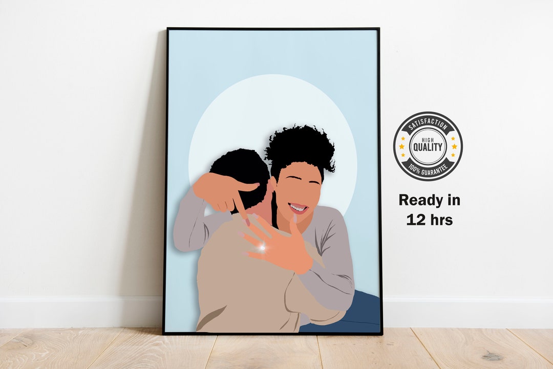 Custom Illustration Faceless Portrait, Couple Drawing From Photo ...