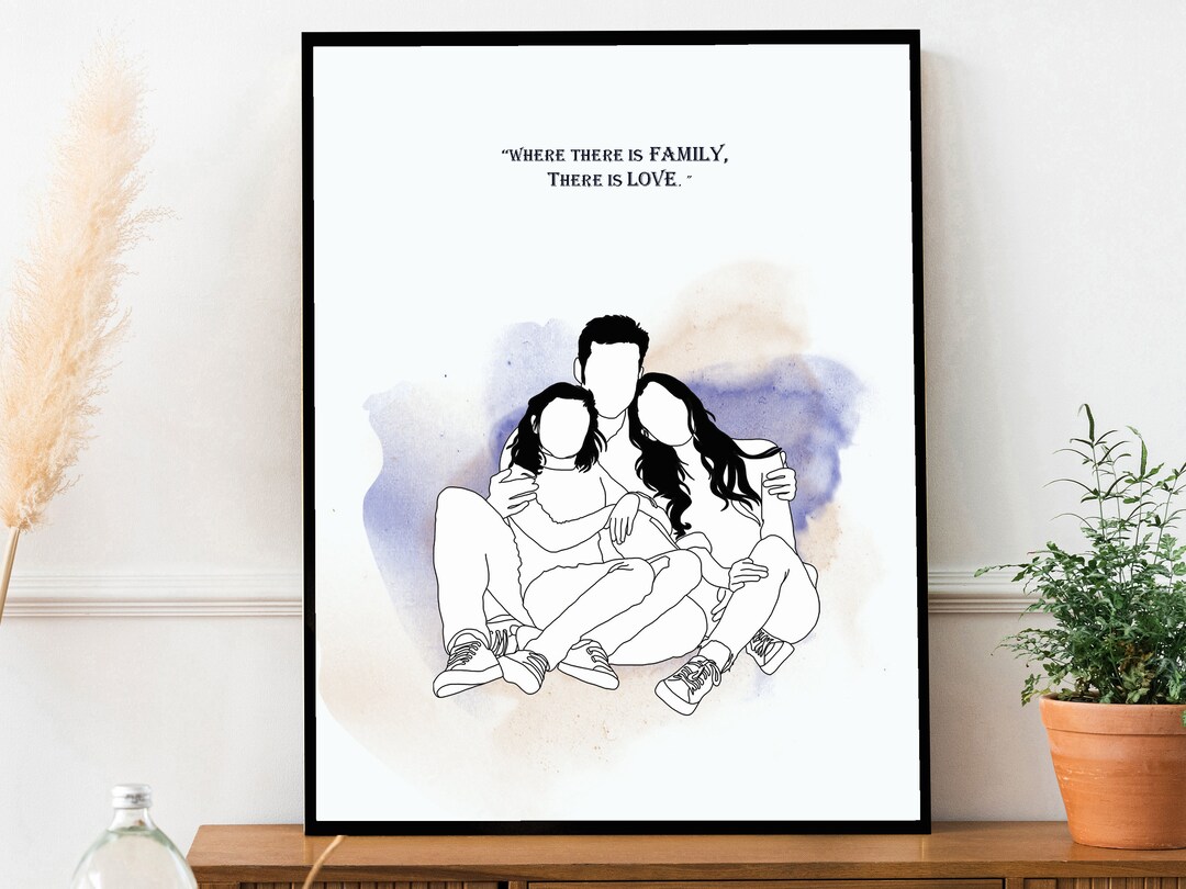 Custom Family Line Art Portrait From Photo, Christmas Gift for Parents ...