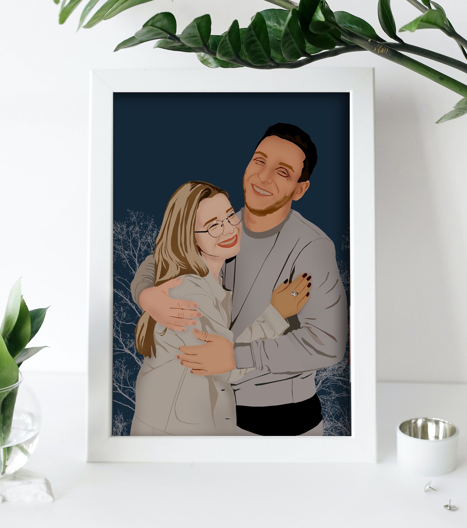 Custom Portrait Couple Portrait Valentines Day Gift - Etsy