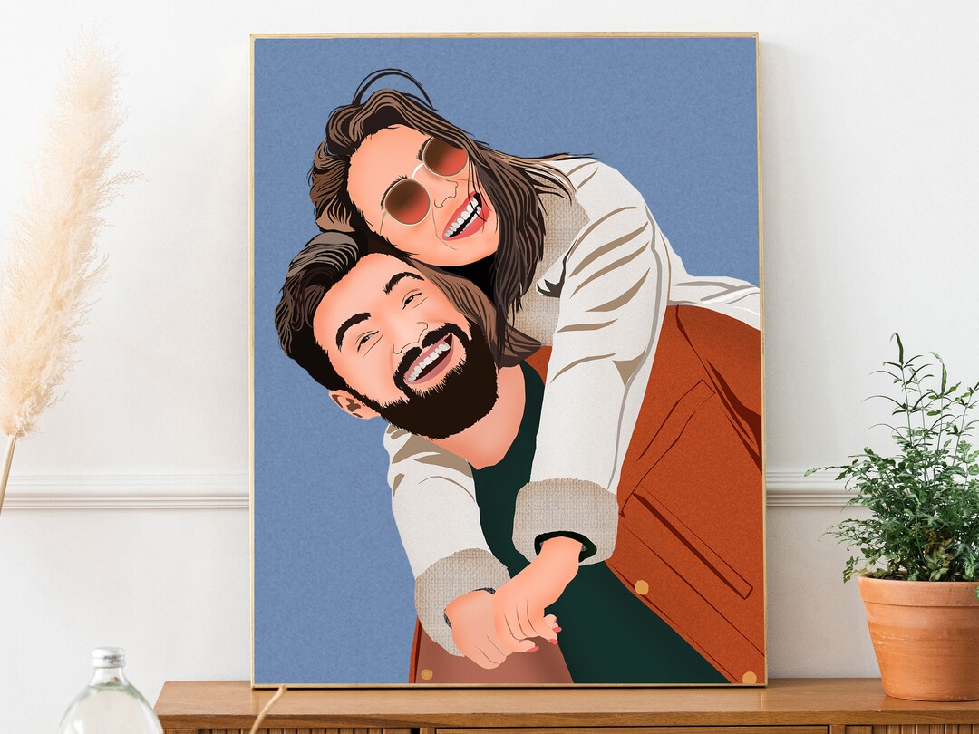 Faceless Portrait for Long Distance Relationship Gift, One Year ...