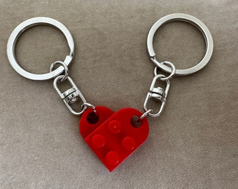 Heart Keychain Set Made With Authentic LEGO® Bricks, Matching Keychains ...