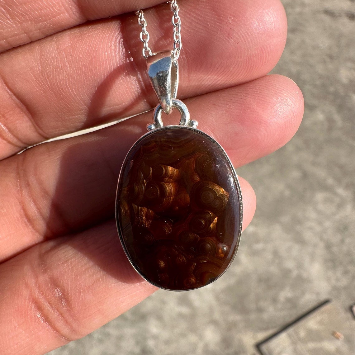 Natural Fire Agate Pendant Necklace: Handmade 925 Sterling Silver - Etsy