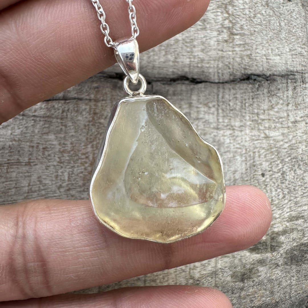 Handmade Libyan Desert Glass Pendant Necklace: 925 Sterling Silver - Etsy