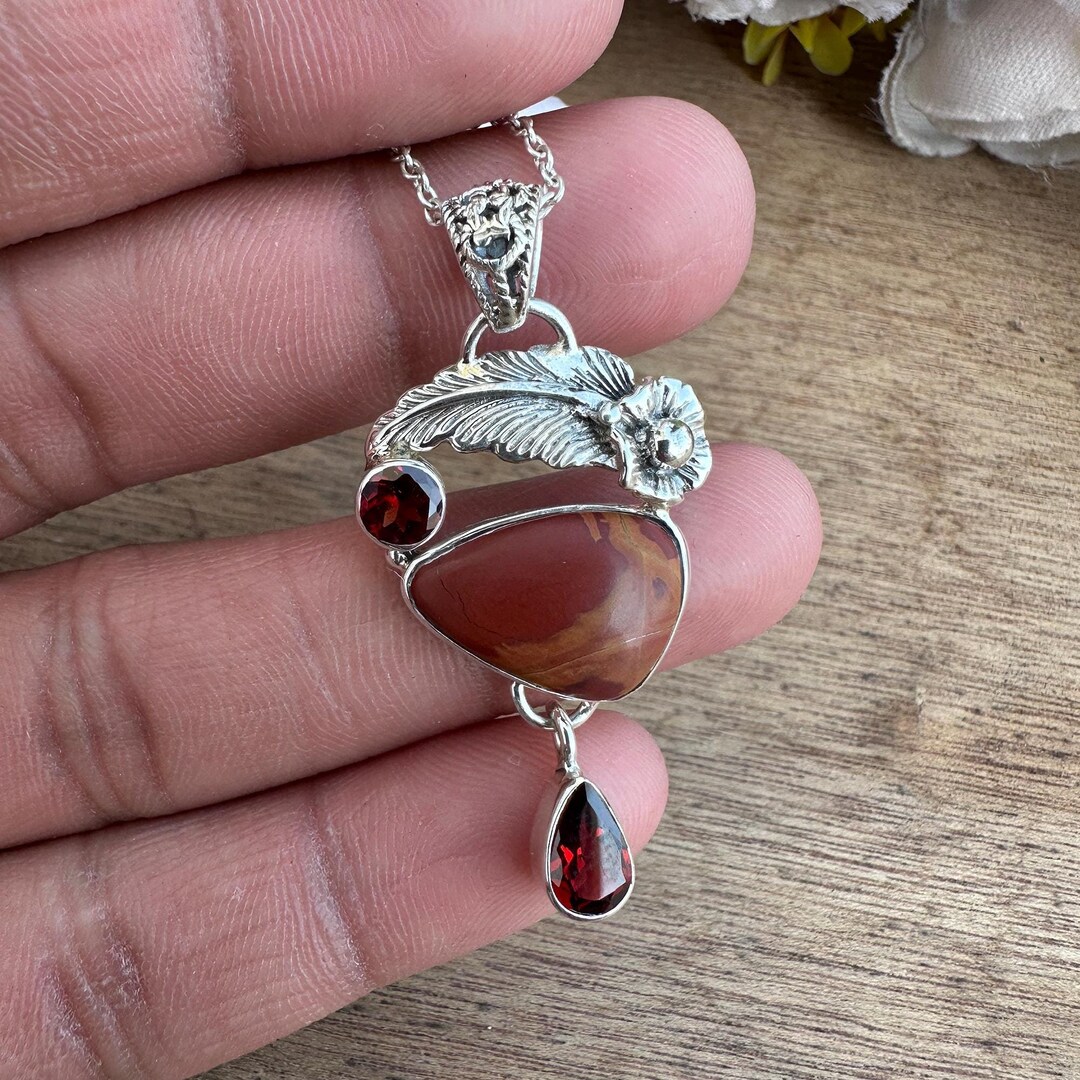 Handmade Mookaite Gemstone 925 Sterling Silver Pendant - Etsy