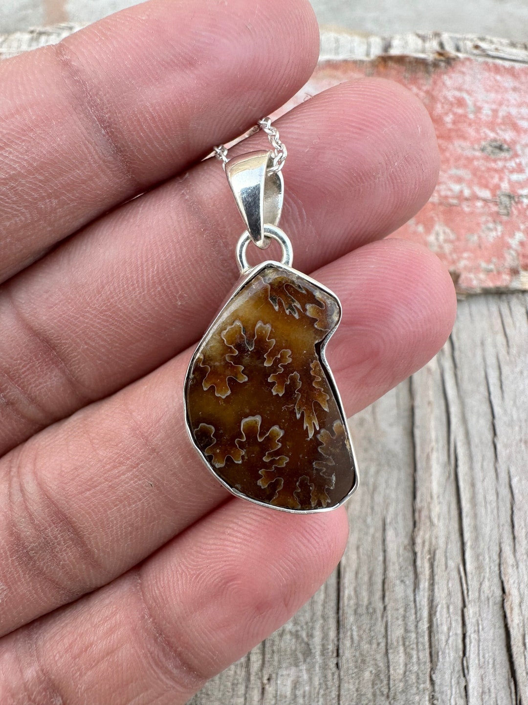 Genuine Suture Ammonite Gemstone Pendant Necklace Handmade Jewelry ...