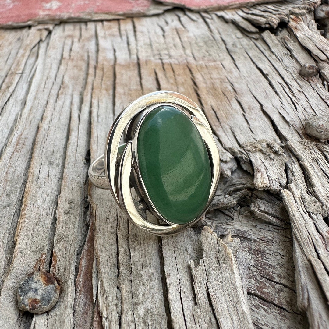 Natural Green Aventurine Gemstone Ring Handmade Jewelry Ring 925 ...