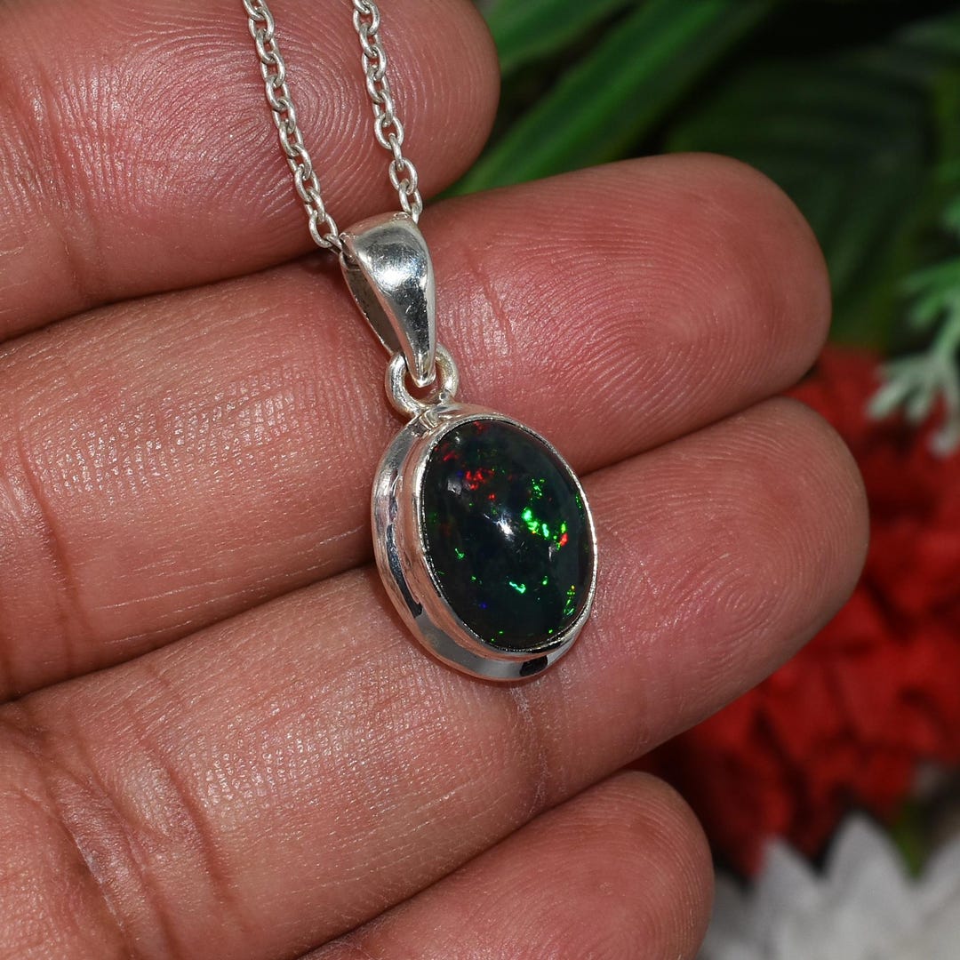 Genuine Opal Pendant Handmade Jewelry Necklace 925 Sterling Silver ...