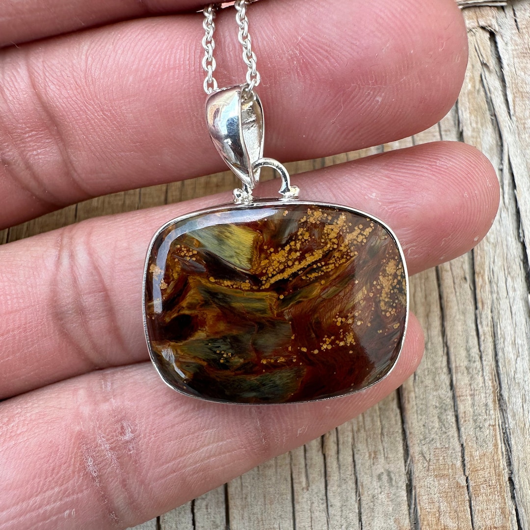 Natural Pietersite Gemstone Pendant Necklace 925 Sterling Silver ...