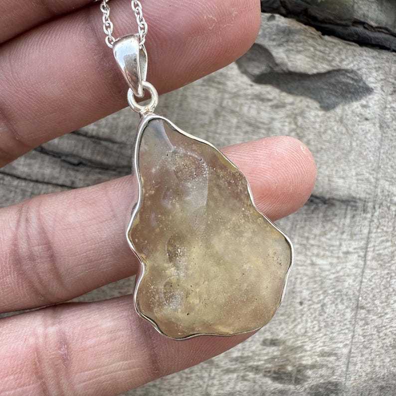 Libyan Desert Glass Pendant: Handmade Sterling Silver Necklace - Etsy