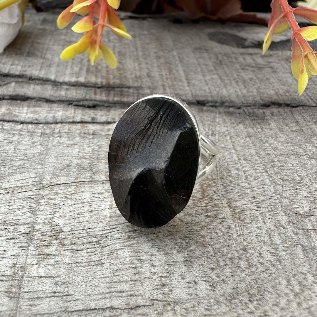 Raw Shungite Gemstone Ring, Handmade 925 Sterling Silver - Etsy