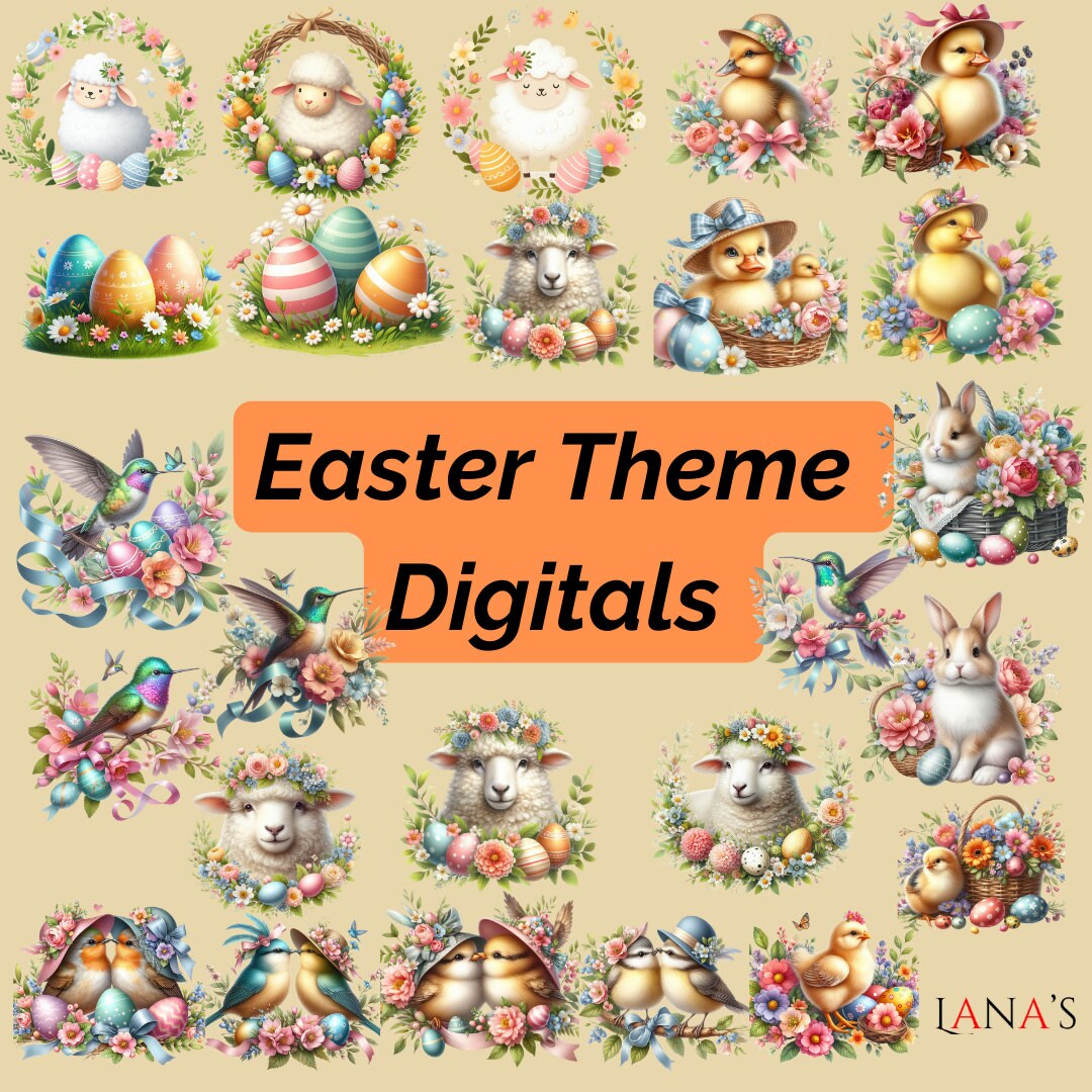 Easter Theme Digital Clip Art for Stickers & Crafts - Etsy