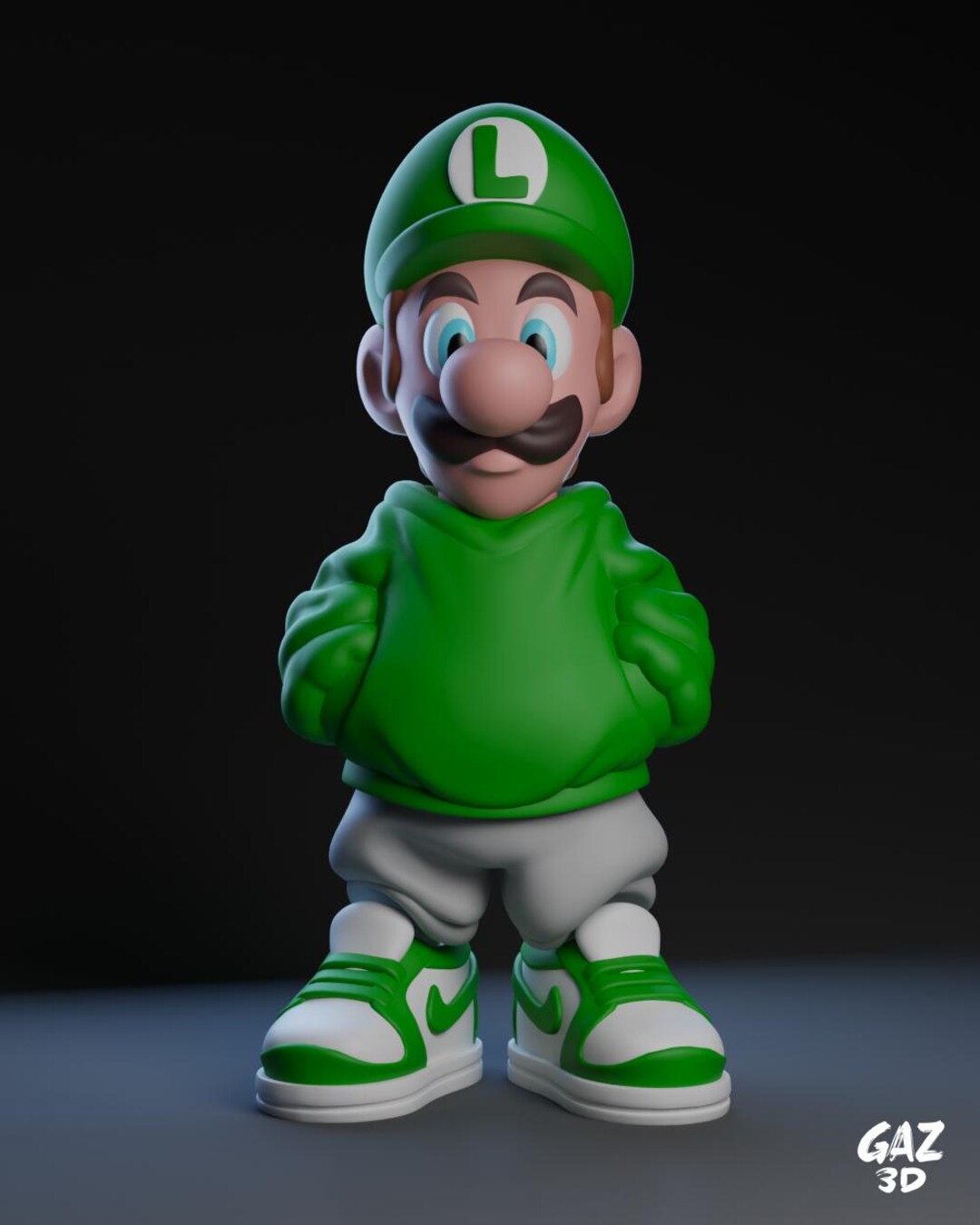 Luigi Urban Art Toy STL File for 3D Printing (now Includes Multicolour ...