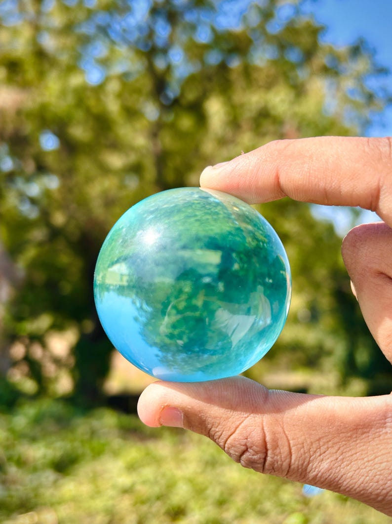 Aqua Blue Obsidian Sphere, Crystal Ball Healing Stone, Protection ...