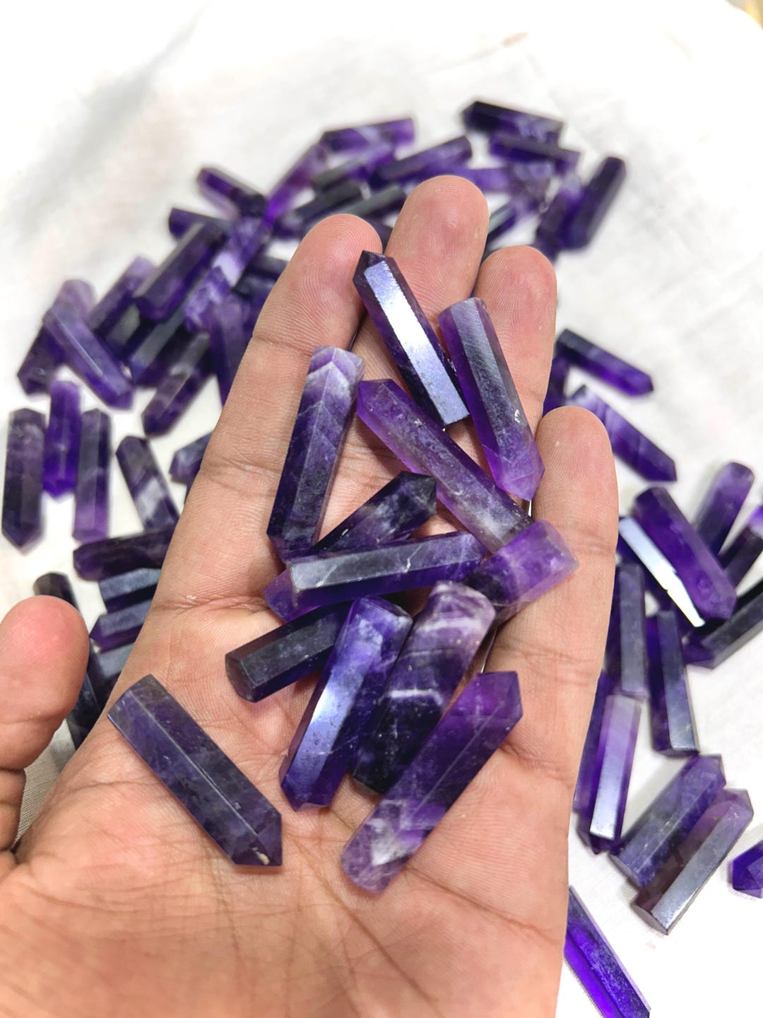 Natural Amethyst Pencil Points, Purple Crystal Point Set, Healing Reiki ...