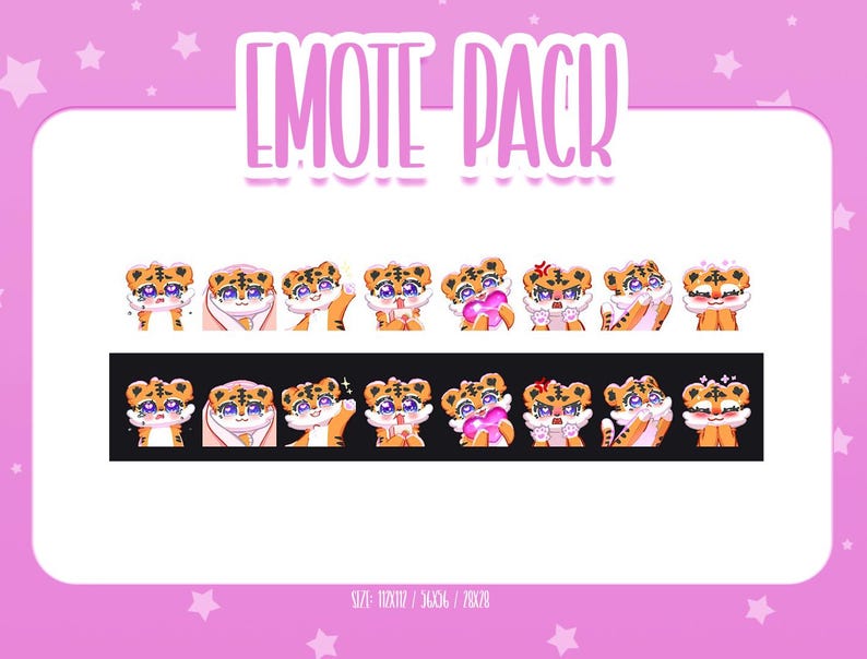 Cute Tiger Emote Set, Chibi Tiger Twitch Emotes, Cute and Kawaii Emotes ...