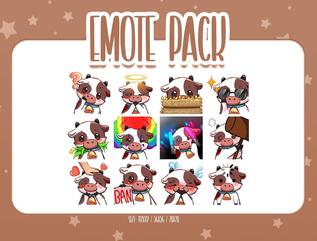 Cute Brown Cow Emote Set 2, Chibi Cow Twitch Emotes, Cute and Kawaii ...