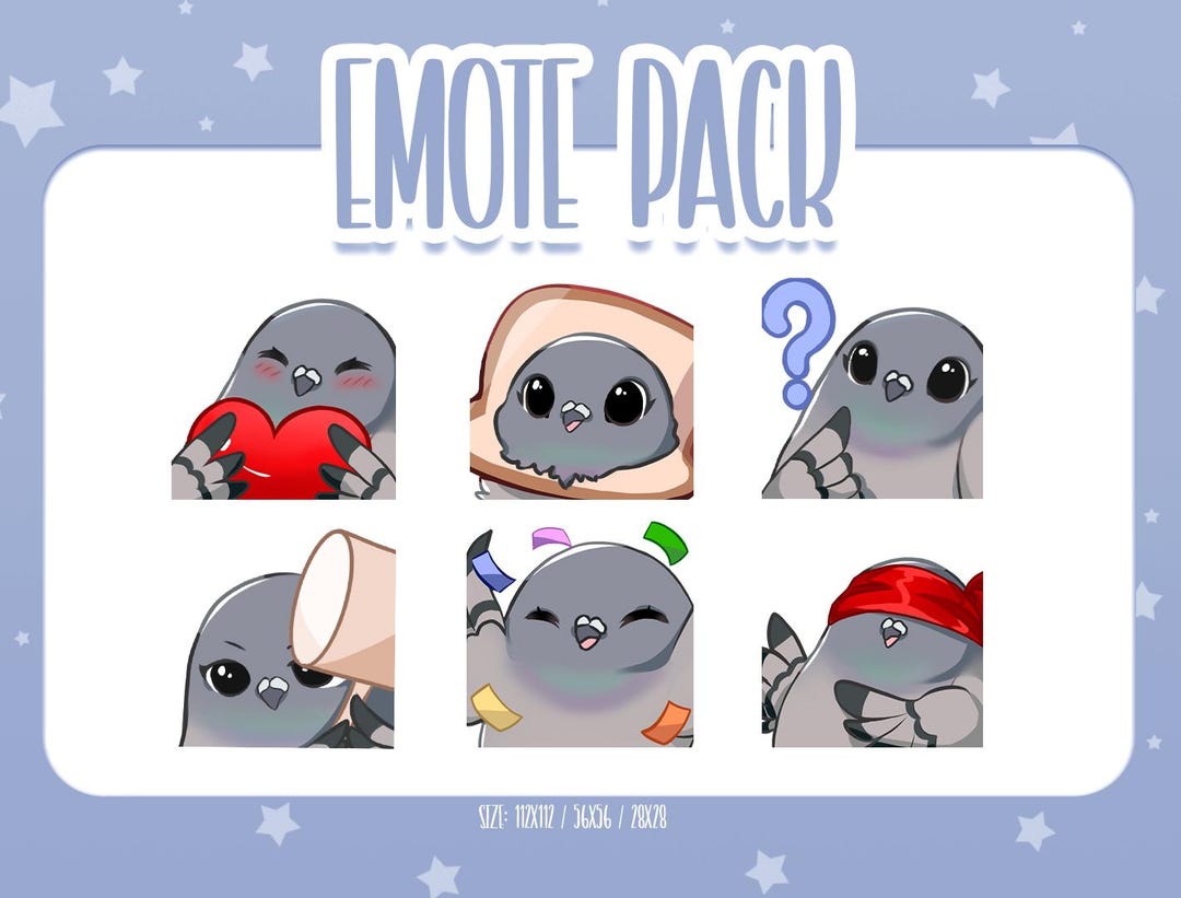 Cute Pigeon Emote Set 1, Chibi Pigeon Twitch Emotes, Cute y Kawaii ...