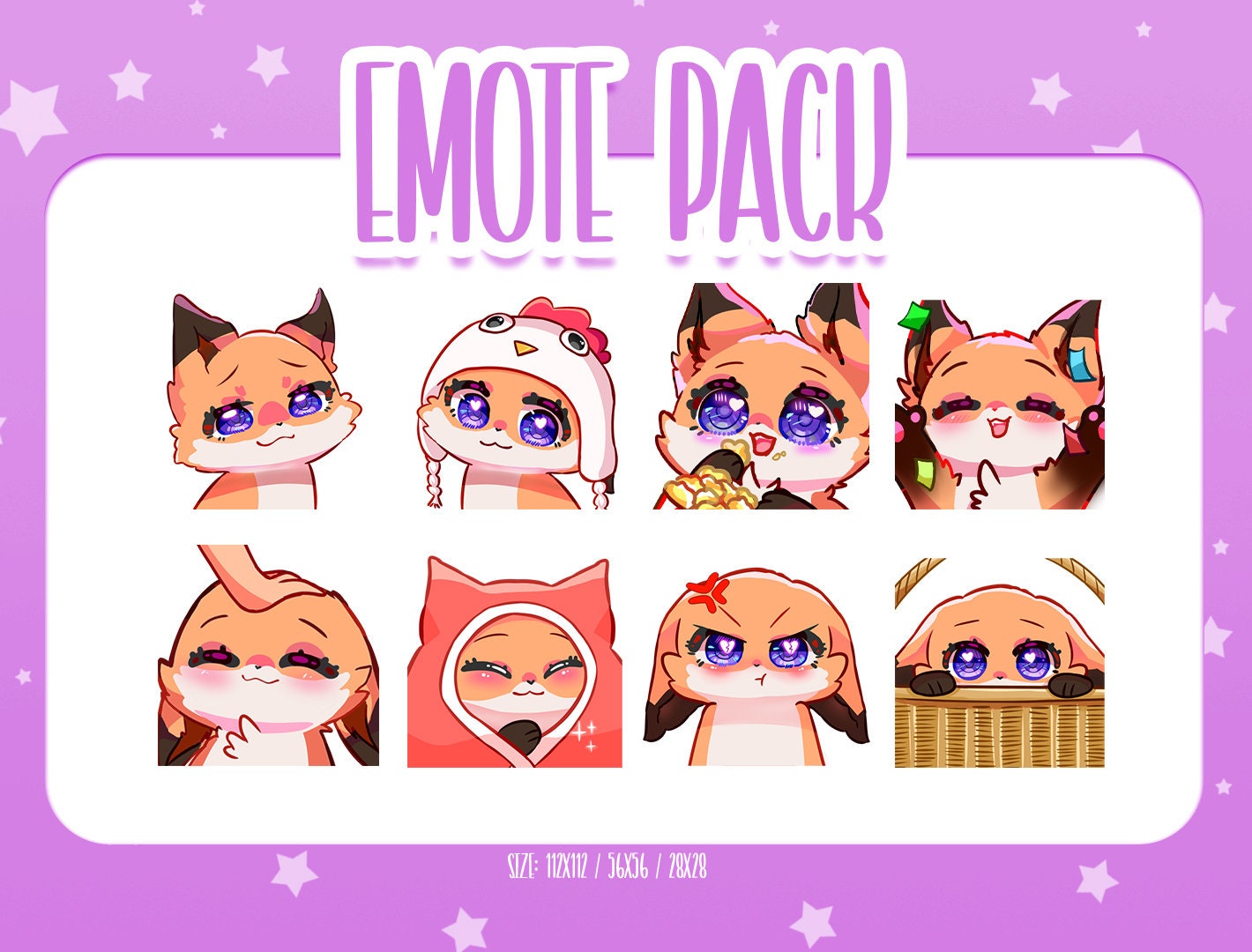 Chibi Fox Emotes Set 2, Cute Fox Twitch Emotes, Cute and Kawaii Emotes ...