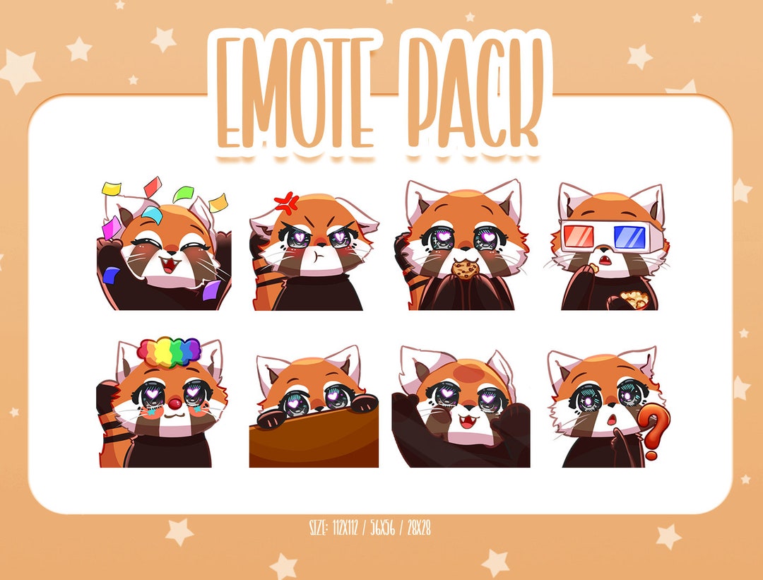 Chibi Red Panda Emotes Set 2, Cute Red Panda Twitch Emotes, Cute and ...