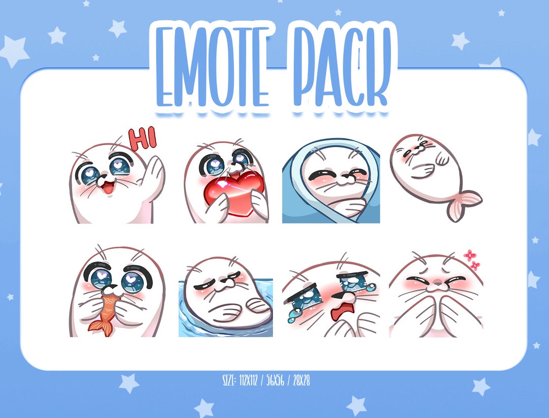Chibi Seal Emotes Set, Cute Seal Twitch Emotes, Cute and Kawaii Emotes ...