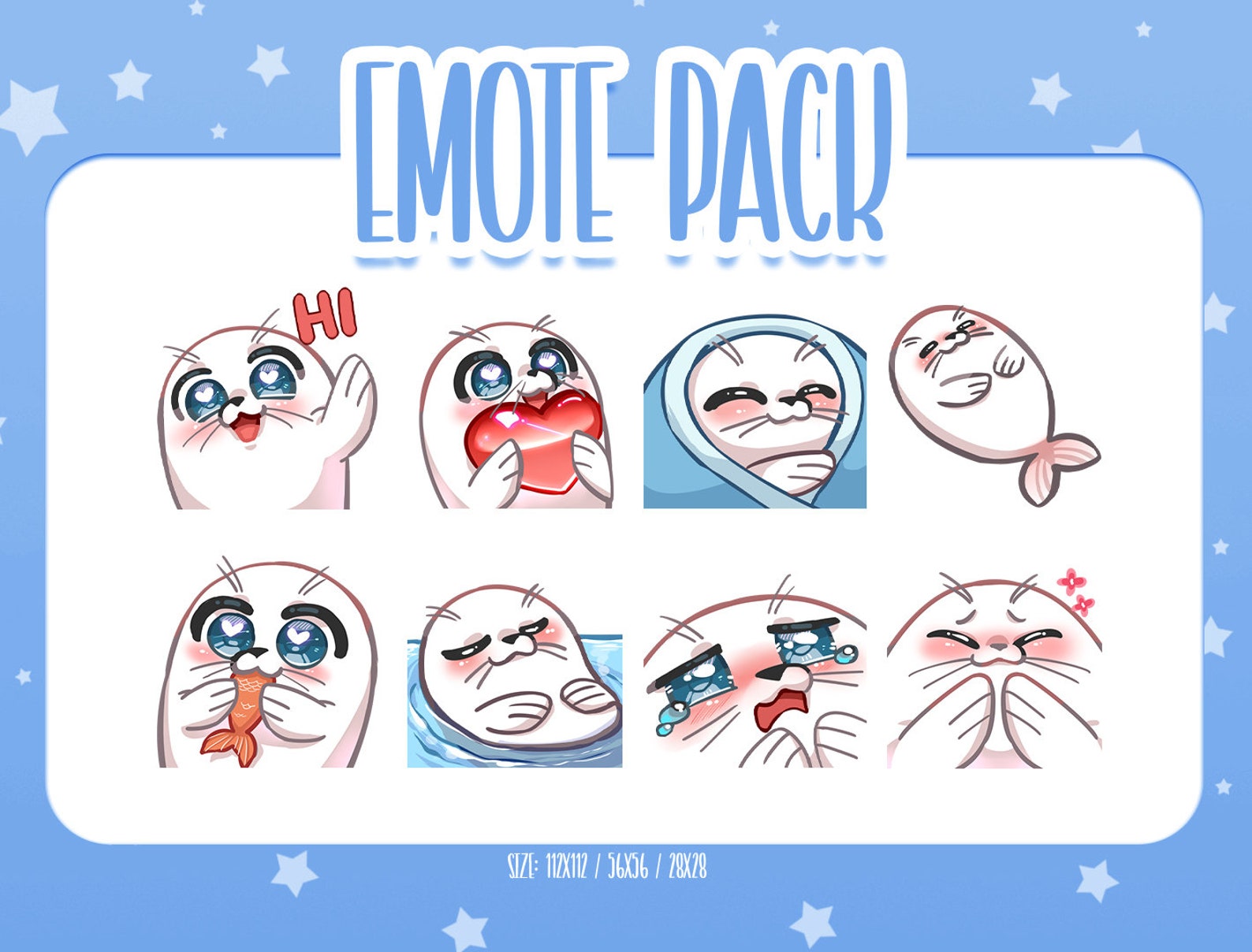Chibi Seal Emotes Set, Cute Seal Twitch Emotes, Cute and Kawaii Emotes ...